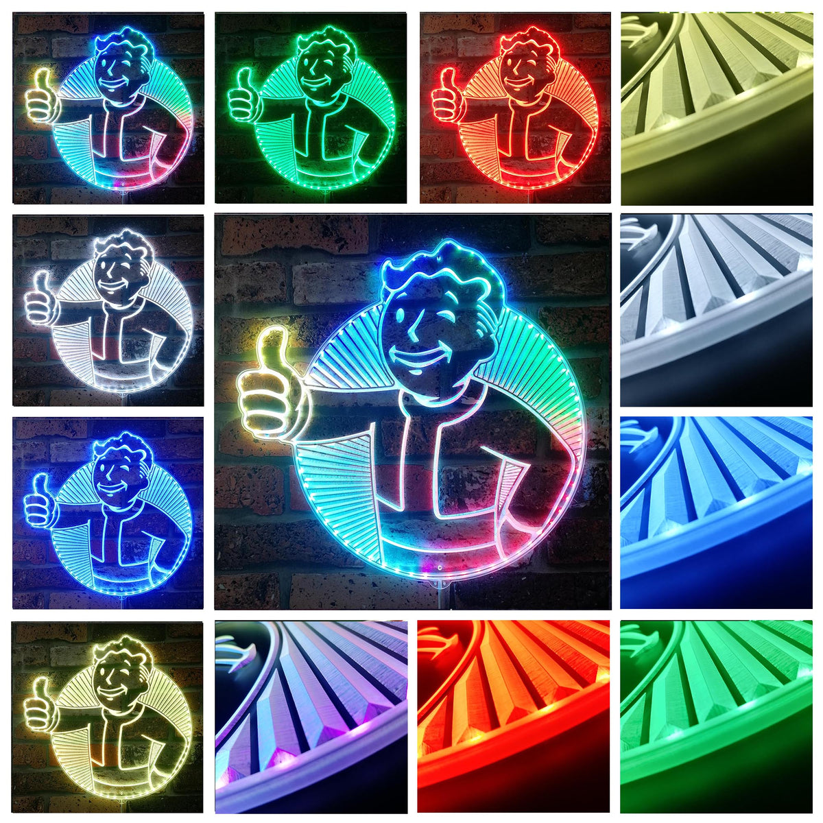 Vault Boy Fallout Dynamic RGB Edge Lit LED Sign | LEDLABCAVE