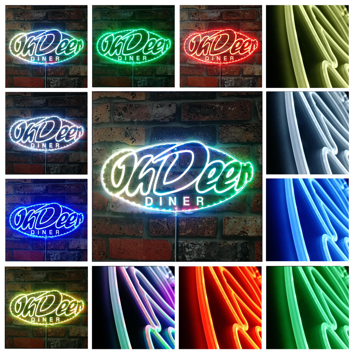 Oh Deer Diner Dynamic RGB Edge Lit LED Sign | LEDLABCAVE