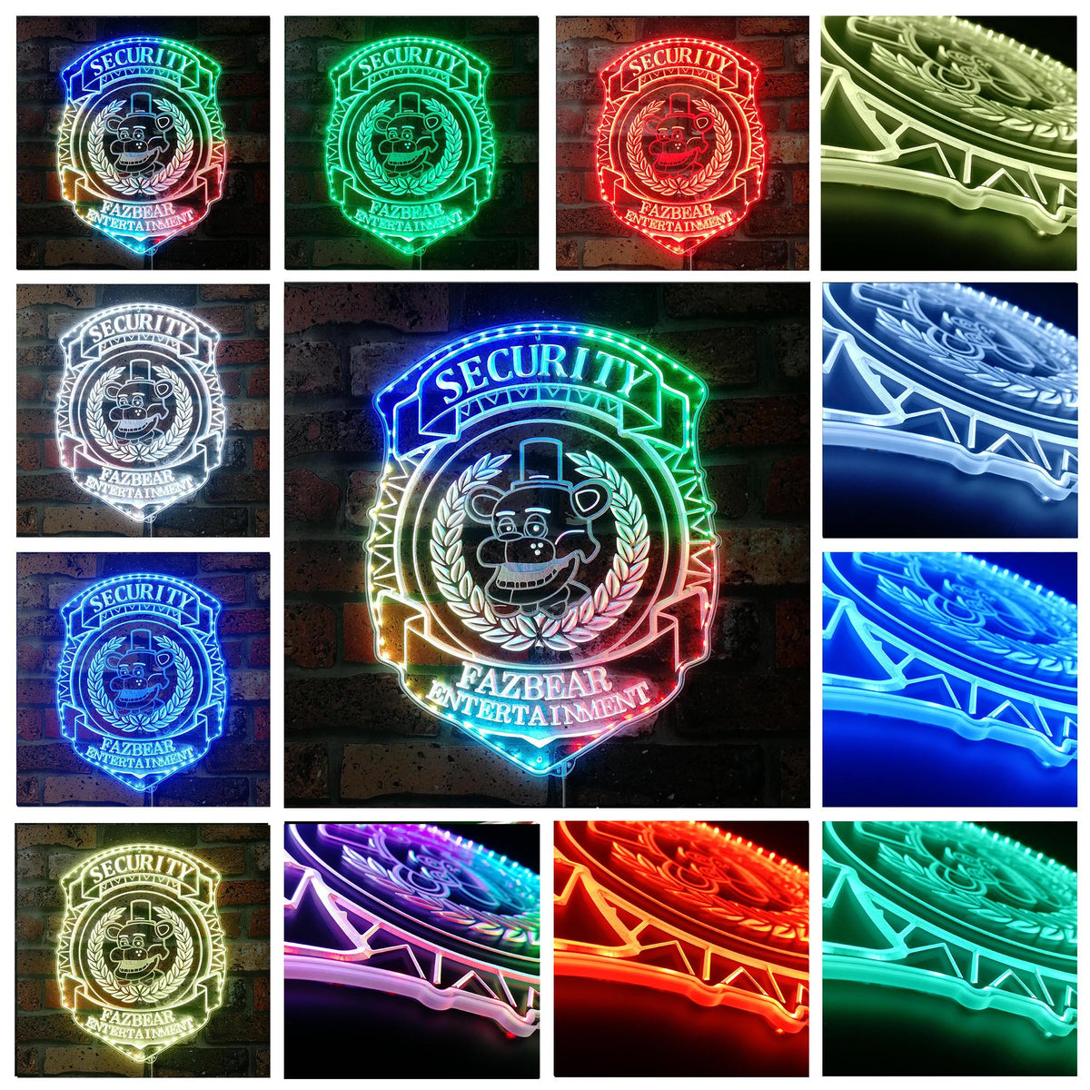 Five Nights At Freddy's Security Badge Dynamic RGB Edge Lit LED Sign ...