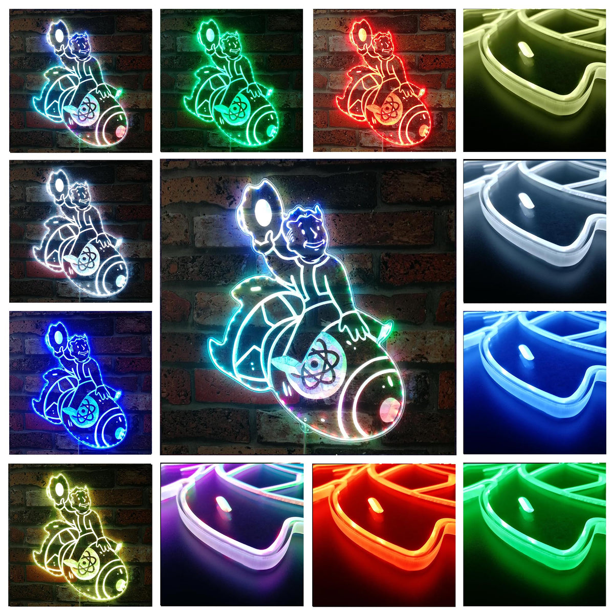 Vault Boy Nuclear Bomb Dynamic RGB Edge Lit LED Sign | LEDLABCAVE