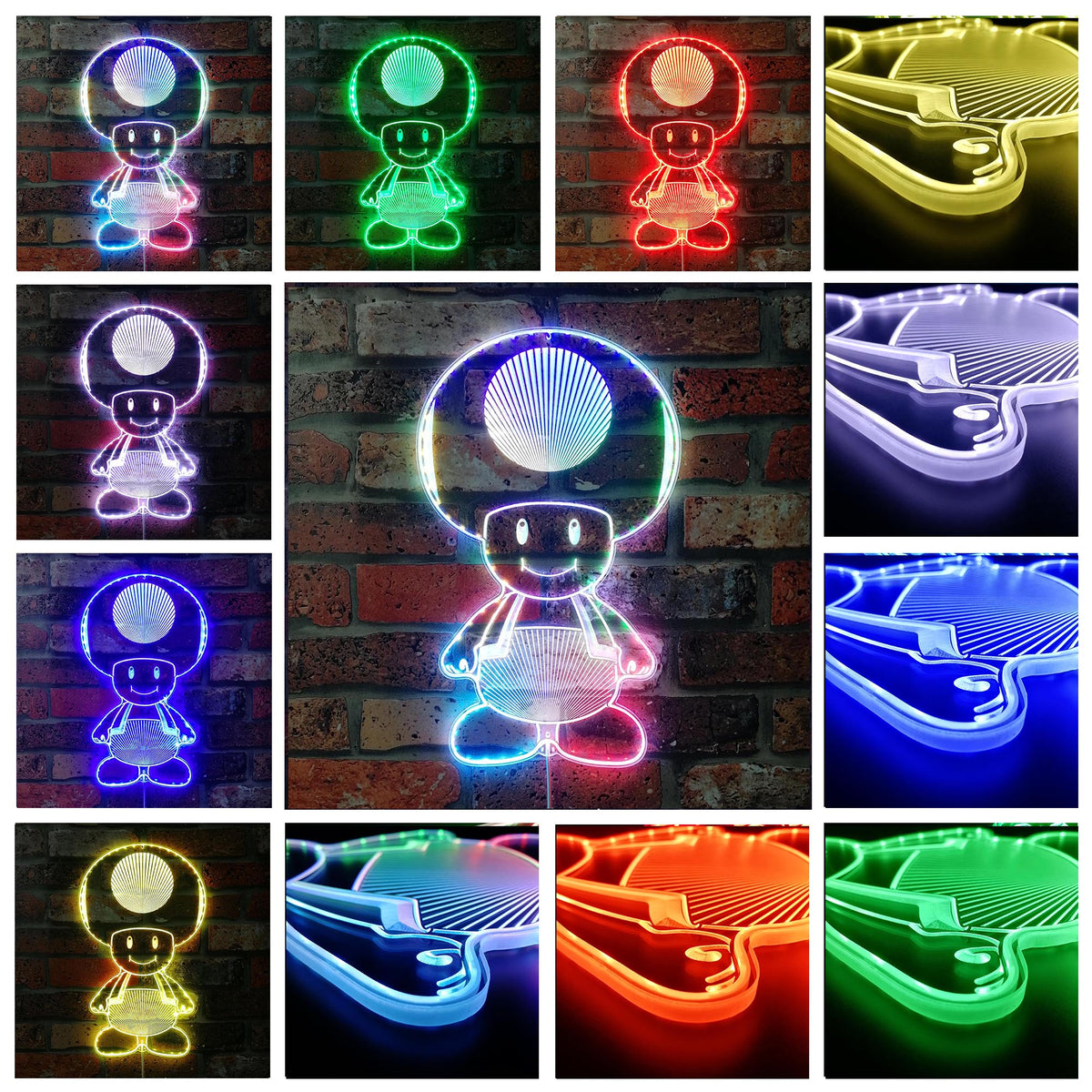 Super Mario Mushroom Toad Dynamic RGB Edge Lit LED Sign | PROLEDSIGN