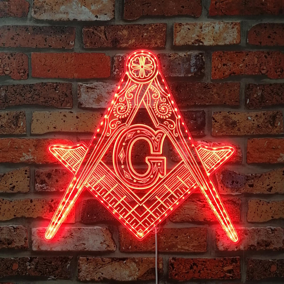 Freemason Logo, masonic Dynamic RGB Edge Lit LED Sign | PROLEDSIGN