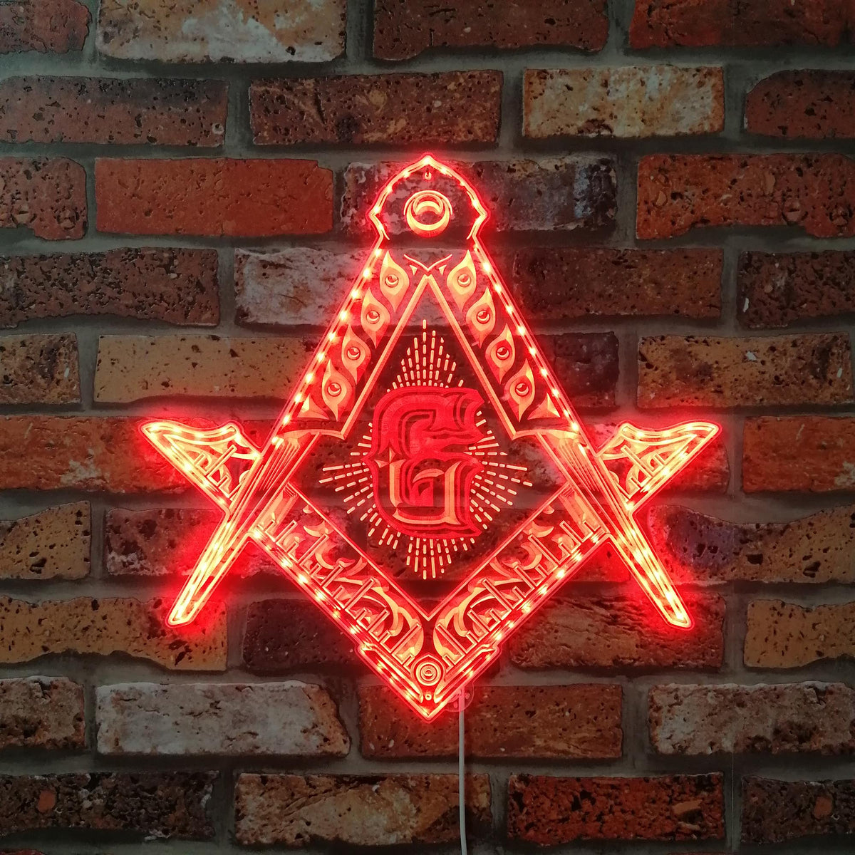 Freemason Logo, masonic Dynamic RGB Edge Lit LED Sign | PROLEDSIGN