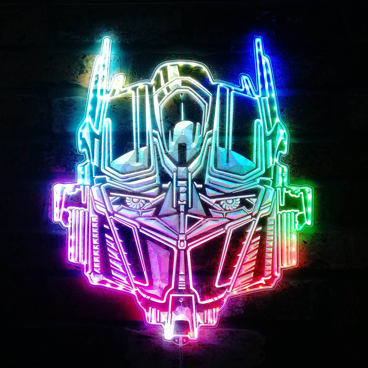 Optimus Prime head Dynamic RGB Edge Lit LED Sign | ledlabcave