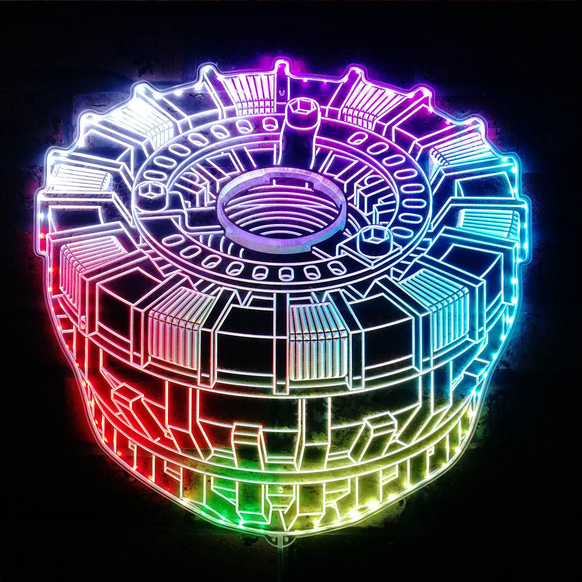 Tony Stark Iron Man Arc Reactor Dynamic RGB Edge Lit LED Sign | ledlabcave