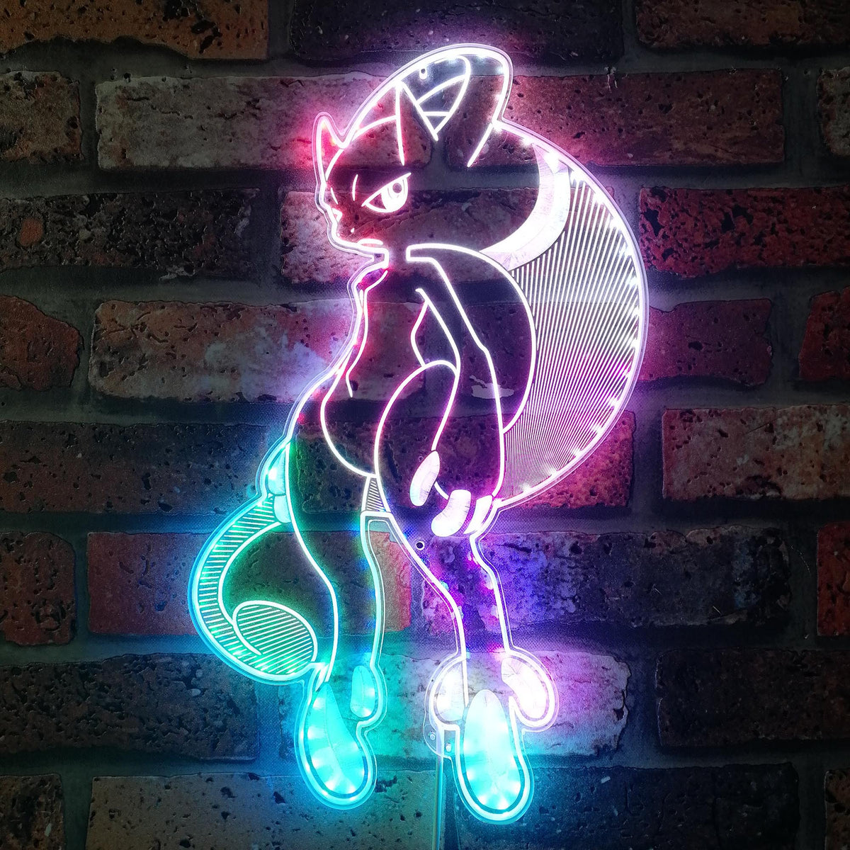Mewtwo pokemon Dynamic RGB Edge Lit LED Sign | PROLEDSIGN