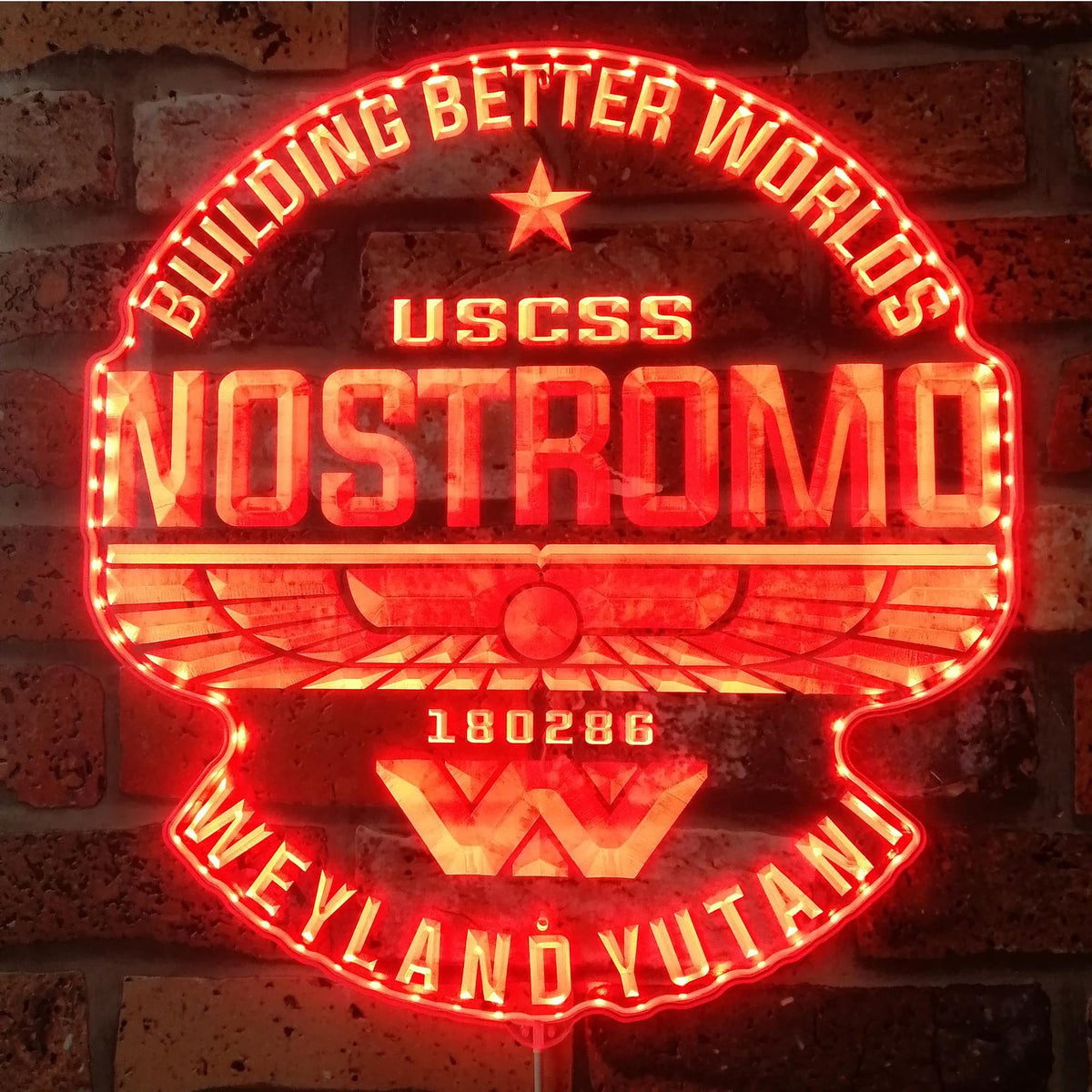 USCSS Nostromo Dynamic RGB Edge Lit LED Sign | LEDLABCAVE