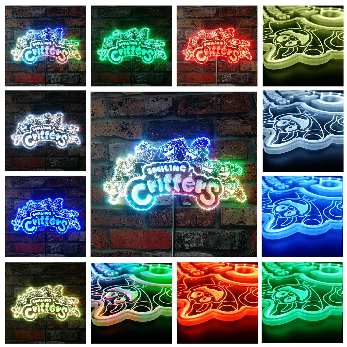 Smiling Critters Dynamic RGB Edge Lit LED Sign | LEDLABCAVE