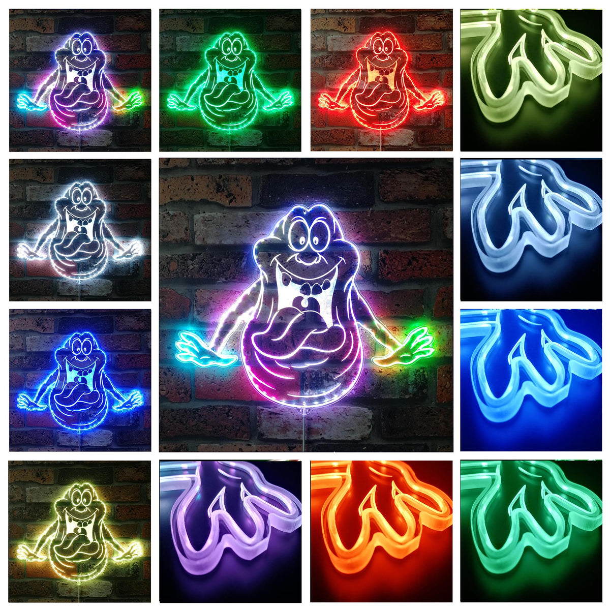 Ghostbuster Slimer Dynamic RGB Edge Lit LED Sign | LEDLABCAVE