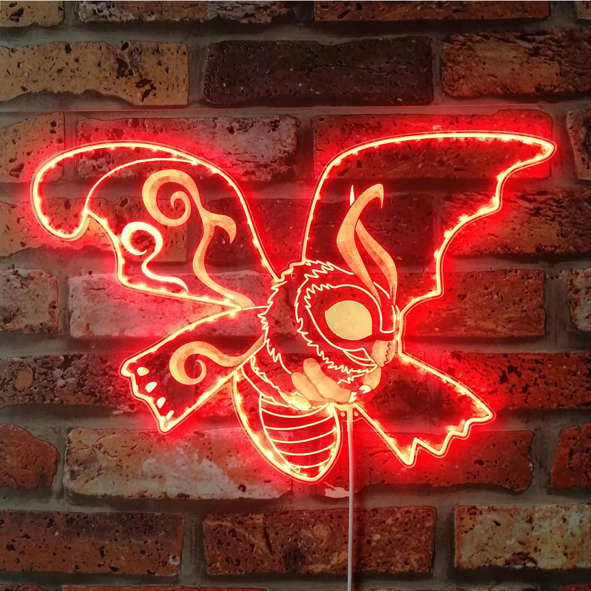 Mothra Godzilla Dynamic RGB Edge Lit LED Sign | LED LAB CAVE