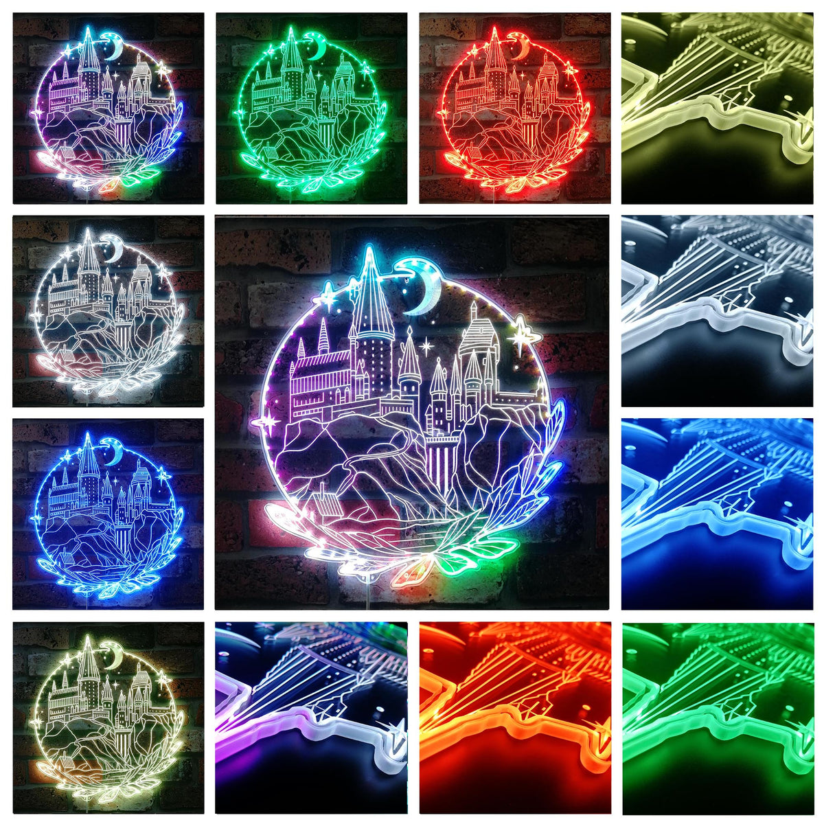 Harry Potter Hogwarts Castle Dynamic RGB Edge Lit LED Sign | LED LAB CAVE