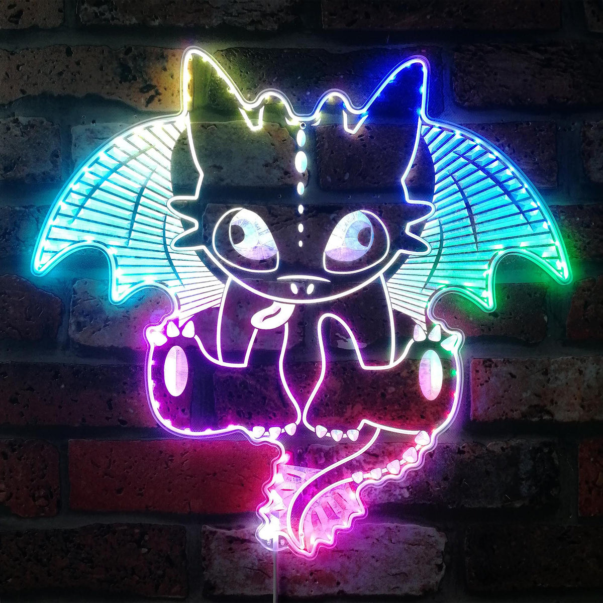 Toothless Cute Dragon Dynamic RGB Edge Lit LED Sign | LED LAB CAVE