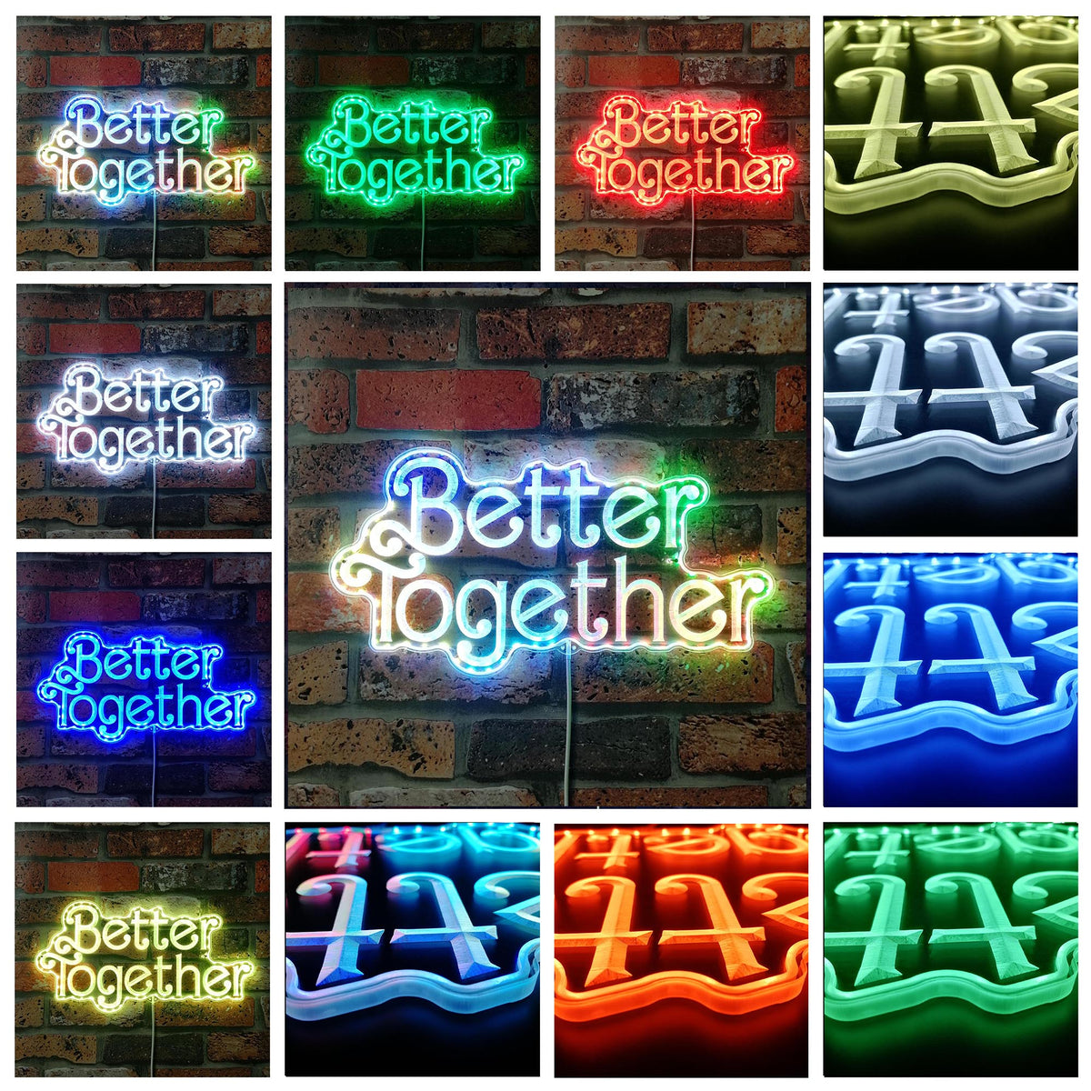 Better Together Wedding Dynamic RGB Edge Lit LED Sign | PROLEDSIGN