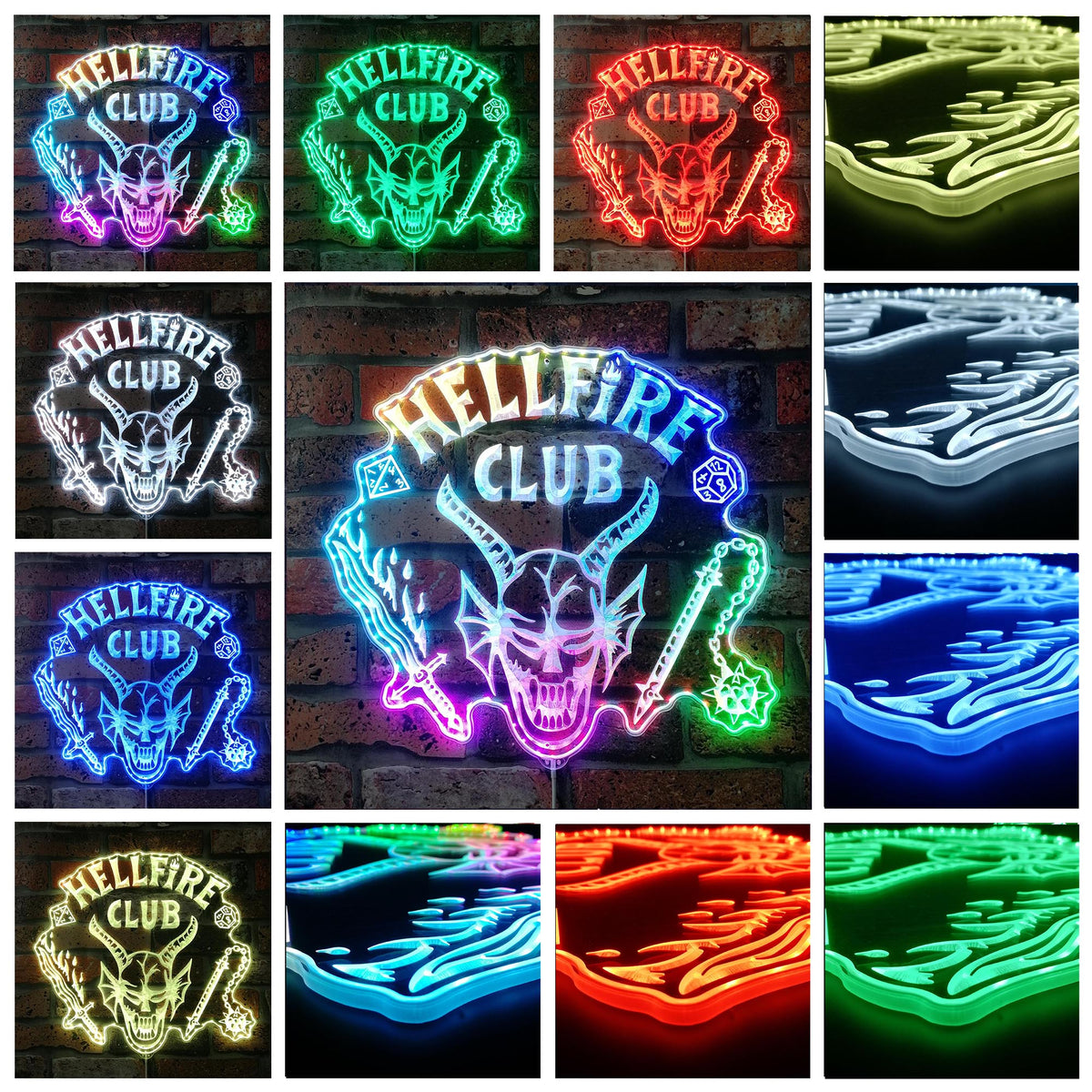 Hellfire Club Stranger Things Dynamic RGB Edge Lit LED Sign | PROLEDSIGN