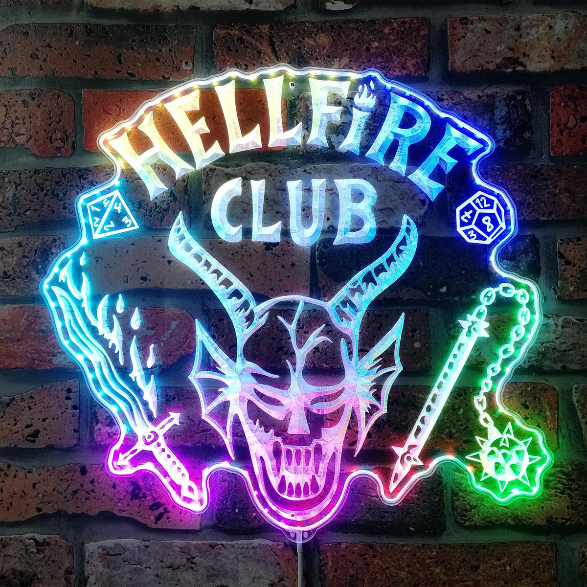 Hellfire Club Stranger Things Dynamic RGB Edge Lit LED Sign | PROLEDSIGN