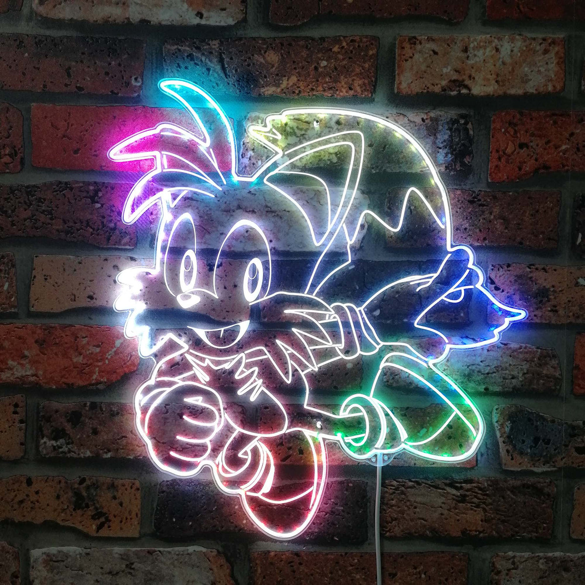 Sonic the hedgehog Tails Dynamic RGB Edge Lit LED Sign | PROLEDSIGN