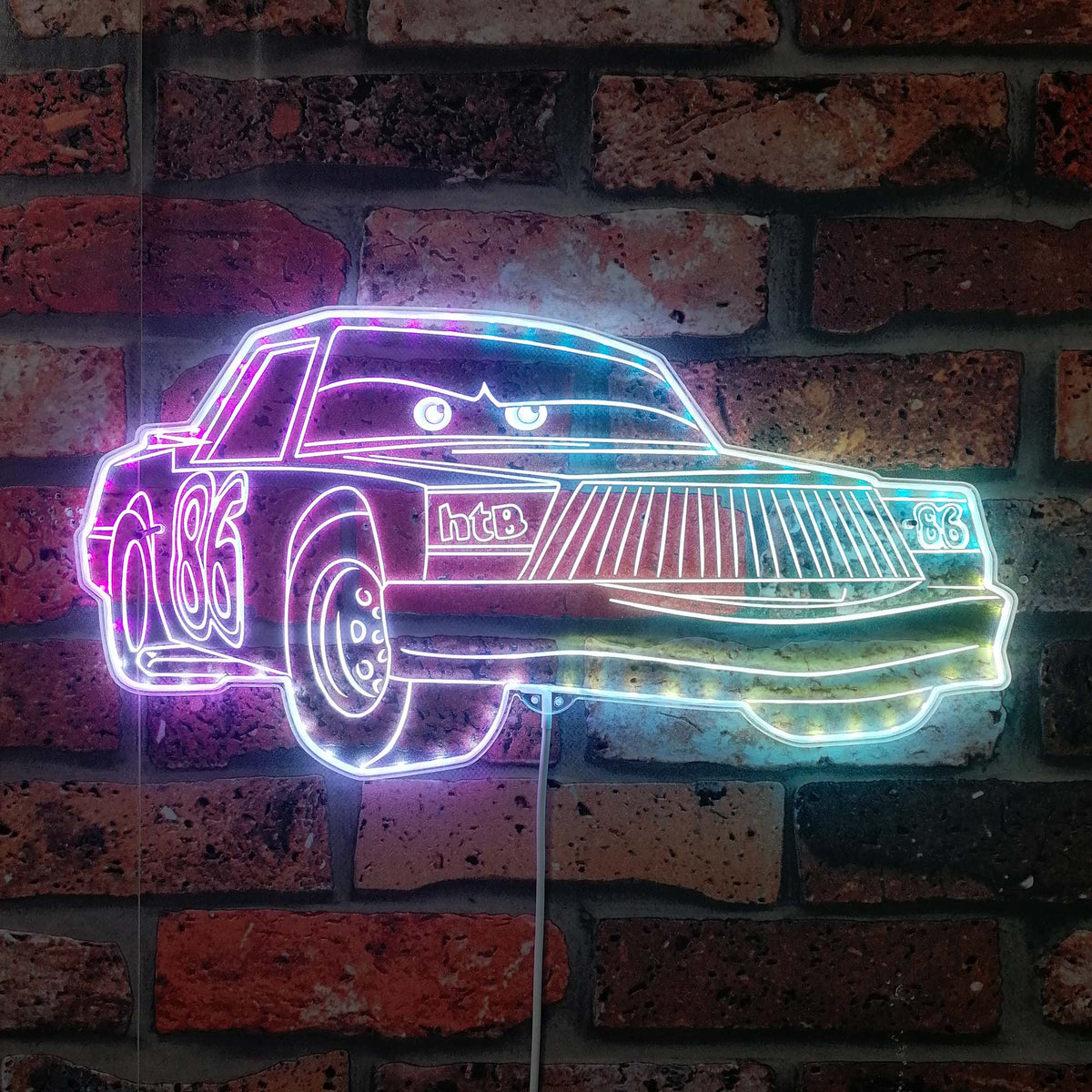 Chick Hicks Mcqueen Cartoon Dynamic RGB Edge Lit LED Sign | PROLEDSIGN