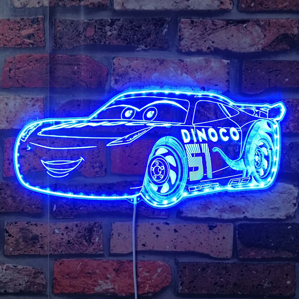 Cruz Ramirez Mcqueen Cartoon Dynamic RGB Edge Lit LED Sign | PROLEDSIGN