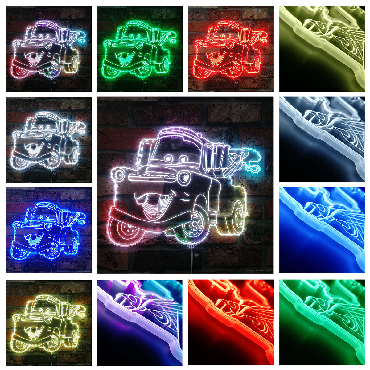 Mater Cartoon Mcqueen Dynamic RGB Edge Lit LED Sign | PROLEDSIGN