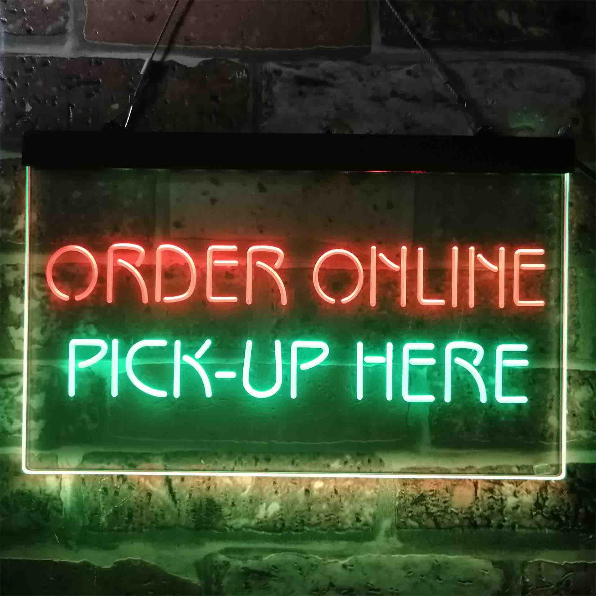 pro Order Online Pick Up Here Shop Dual-Color LED Neon Sign