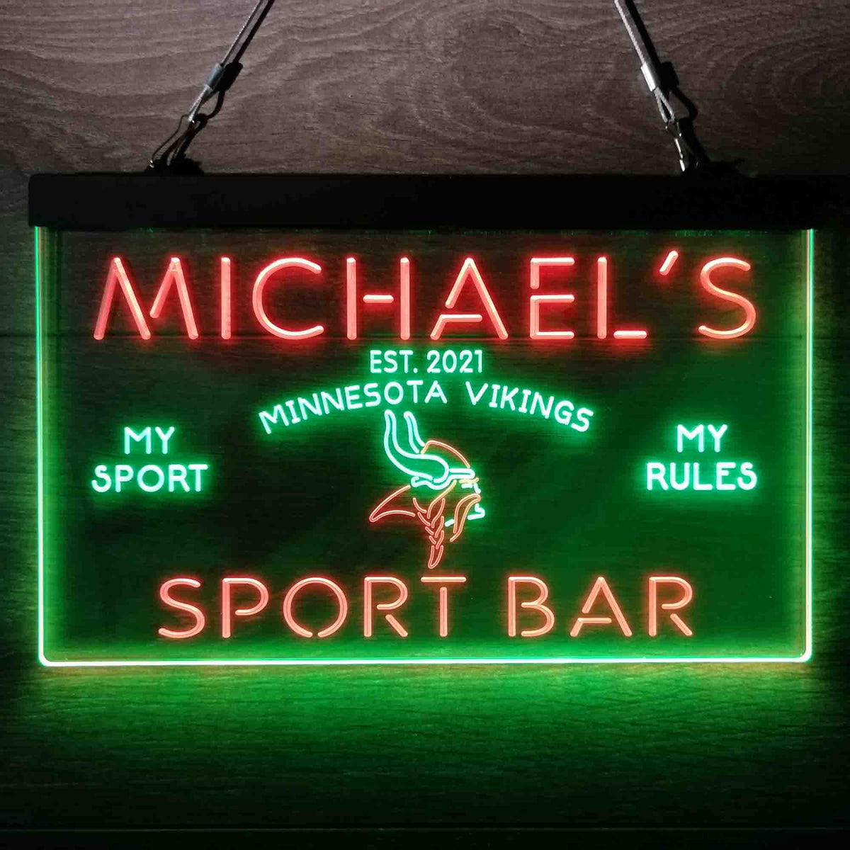 Personalized Minnesota Vikings Neon-Like LED Light Sign - Father's Day Gift