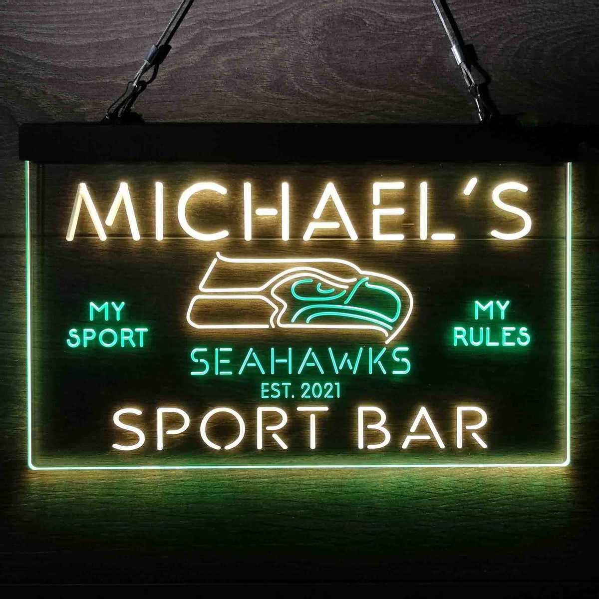 Personalized Seattle Seahawks Neon-Like LED Light Sign - Father's Day Gift