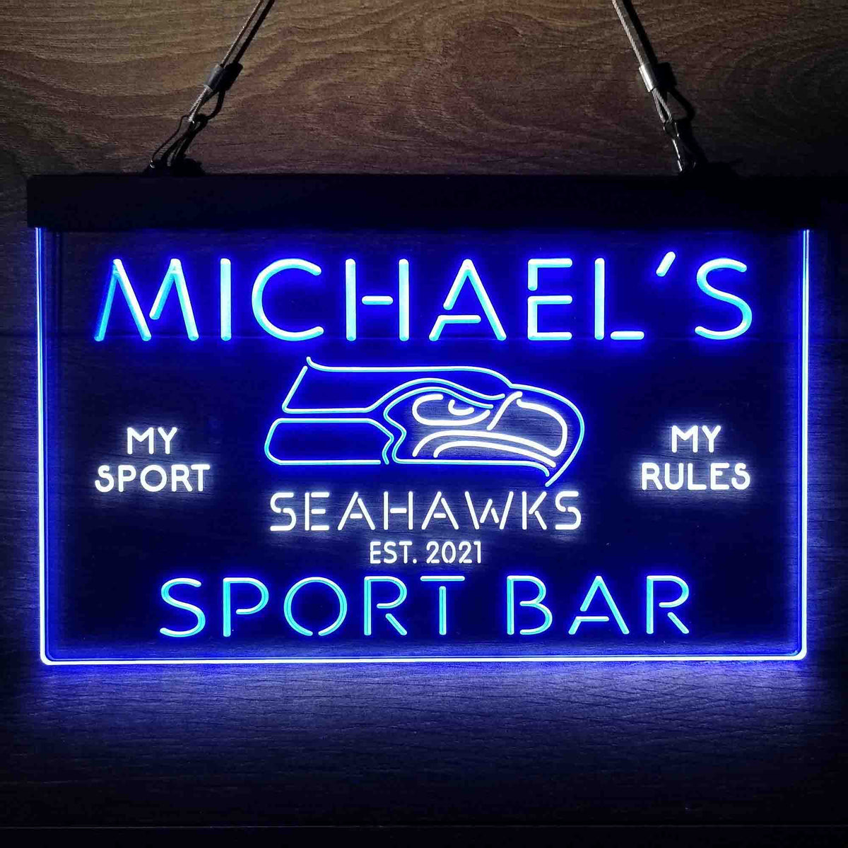 Personalized Seattle Seahawks Neon-Like LED Light Sign - Father's Day Gift