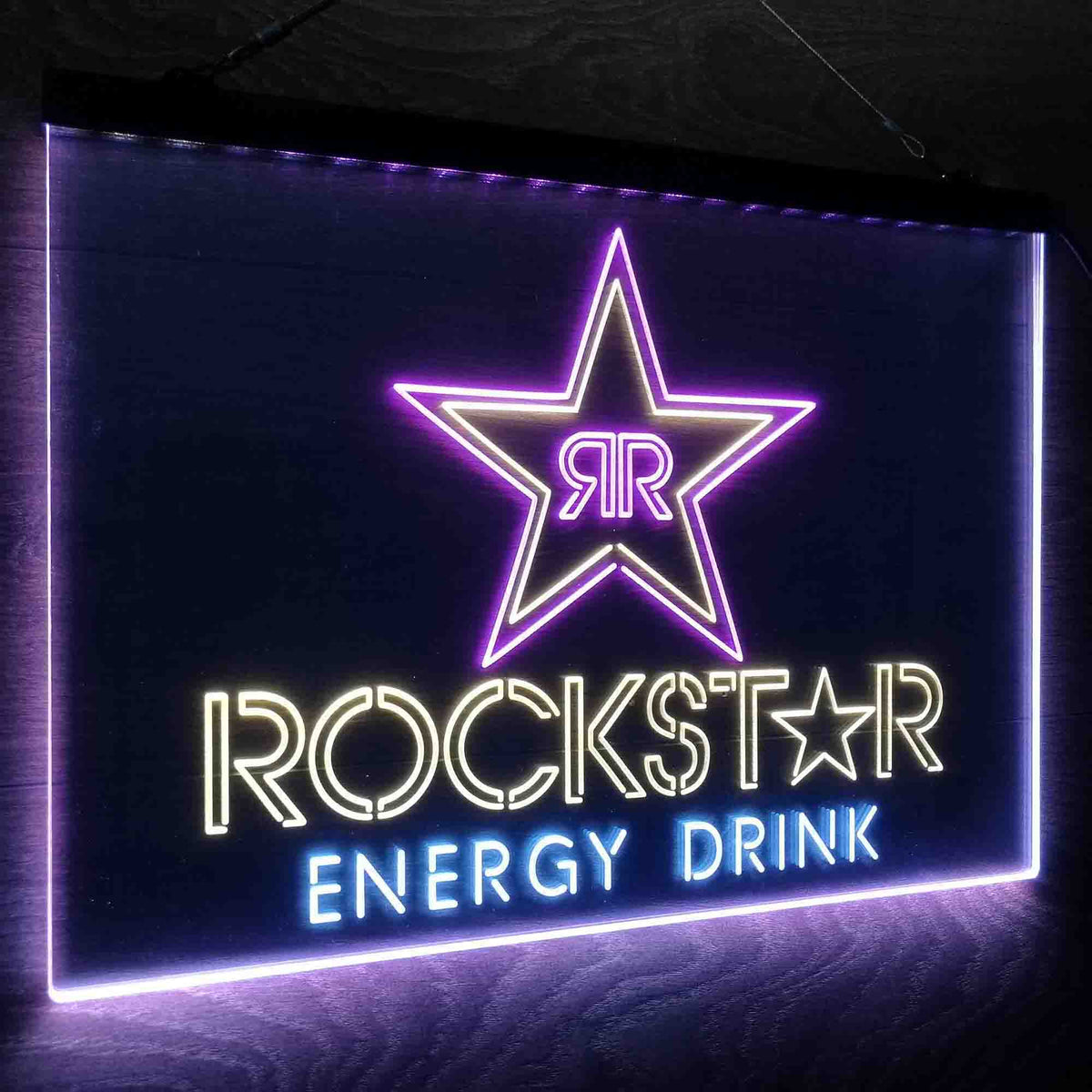 Rockstar Energy Drink Double Star Neon LED Sign For Sale | LEDLABCAVE
