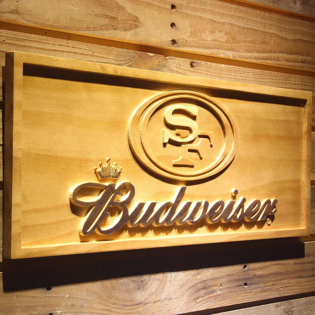 San Francisco 49ers Budweiser Wooden Sign | led lab cave