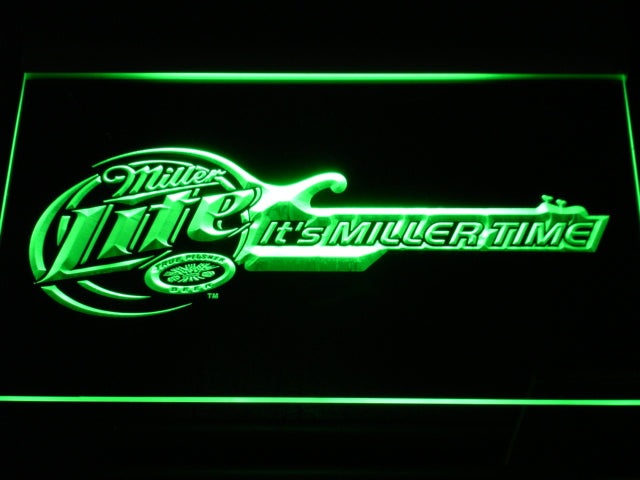 Miller Lite Miller Time Guitar Neon LED Sign Bar For Sale | LED LAB CAVE