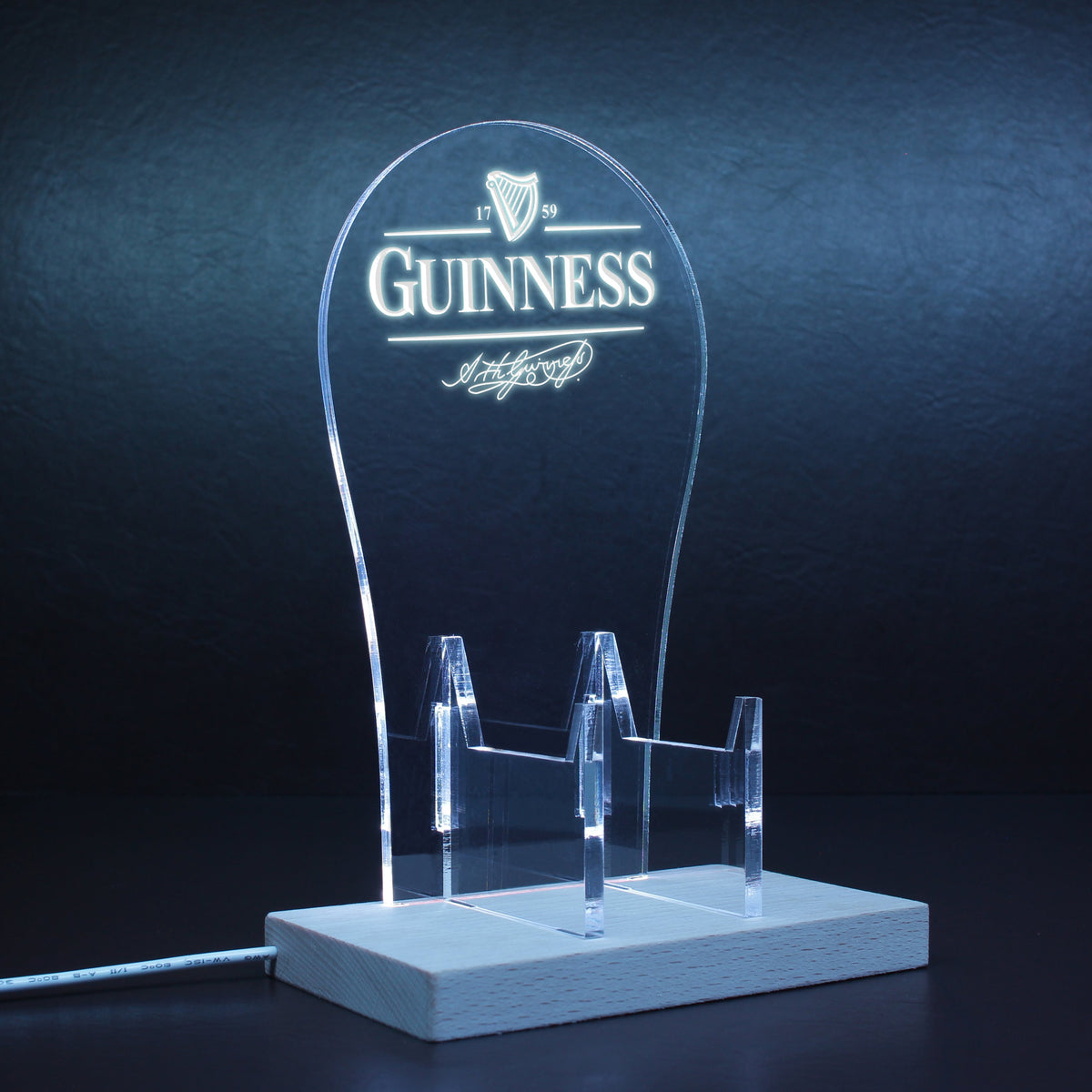 Guinness Beer Led Headset Controller Stand Wooden Base - LED LAB CAVE