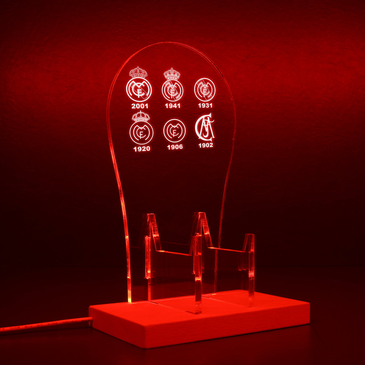 Real Madrid CF Logos Led Headset Controller Stand Wooden Base - LED LAB ...