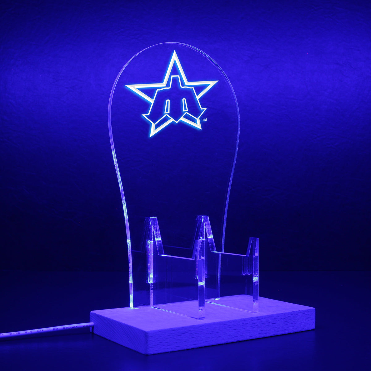Seattle Mariners Primary Logos Led Headset Controller Stand Wooden Base ...