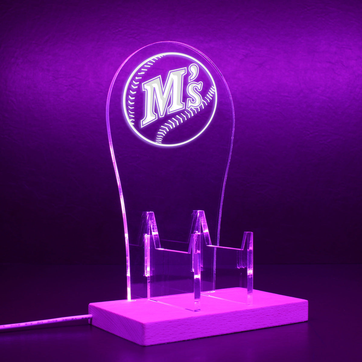 Seattle Mariners Primary Logos Led Headset Controller Stand Wooden Base ...