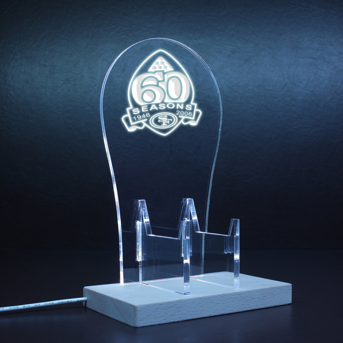San Francisco Led Headset Controller Stand Wooden Base - LED LAB CAVE