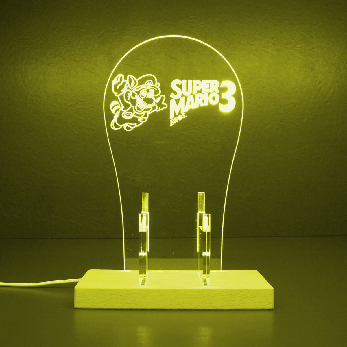 Super Mario Bros 3 Led Headset Controller Stand Wooden Base - LED LAB CAVE
