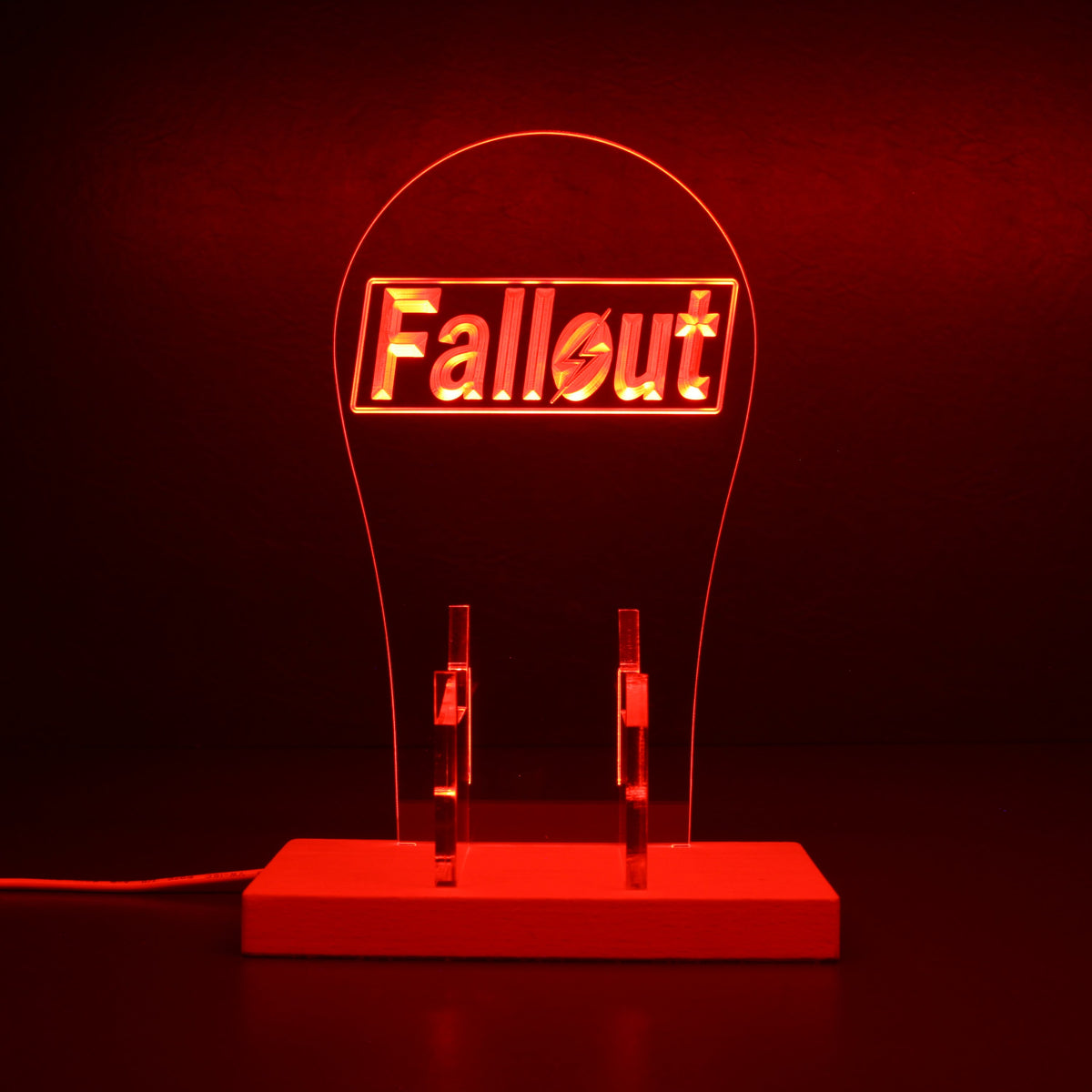 Fallout Led Headset Controller Stand Wooden Base - LED LAB CAVE