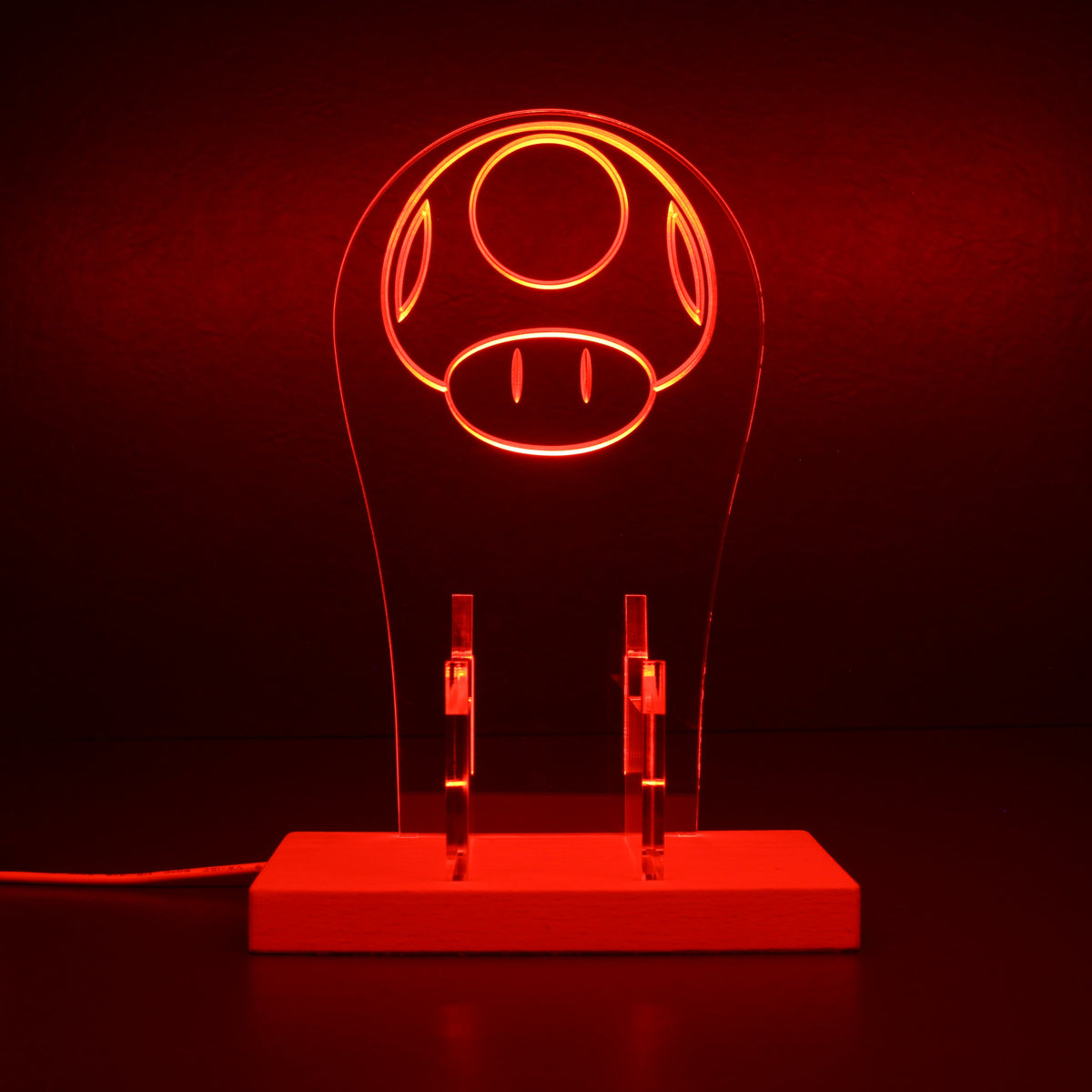 Super Mario Mushroom Led Headset Controller Stand Wooden Base - LED LAB ...
