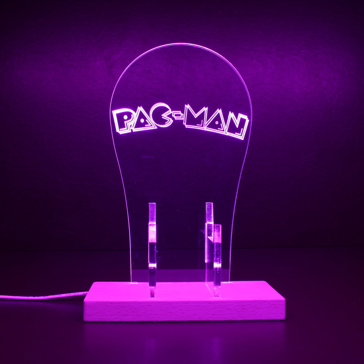 PAC-MAN Led Headset Controller Stand Wooden Base - LED LAB CAVE