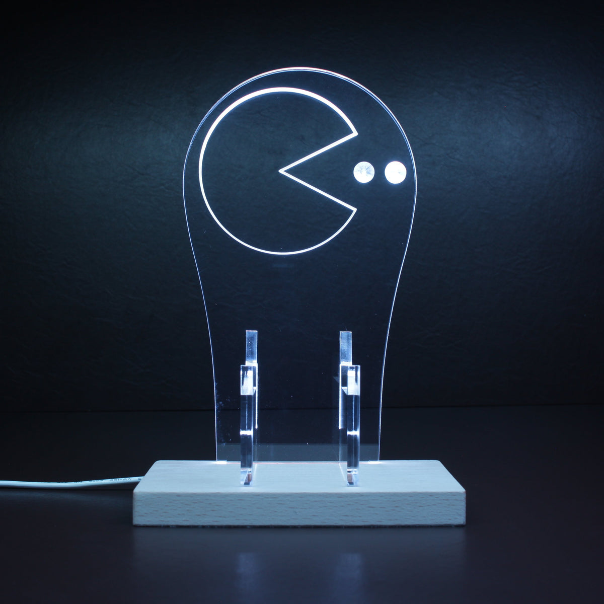 PACMAN Led Headset Controller Stand Wooden Base - LED LAB CAVE