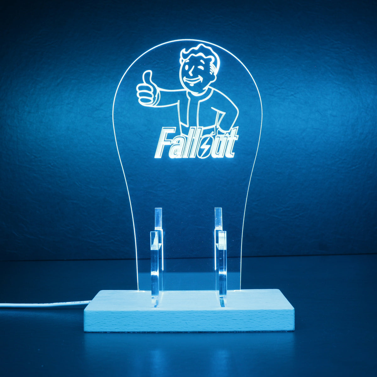 Fallout Led Headset Controller Stand Wooden Base - LED LAB CAVE