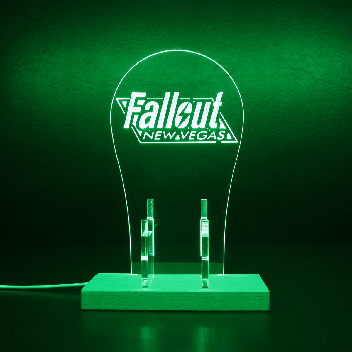 Fallout Led Headset Controller Stand Wooden Base - LED LAB CAVE