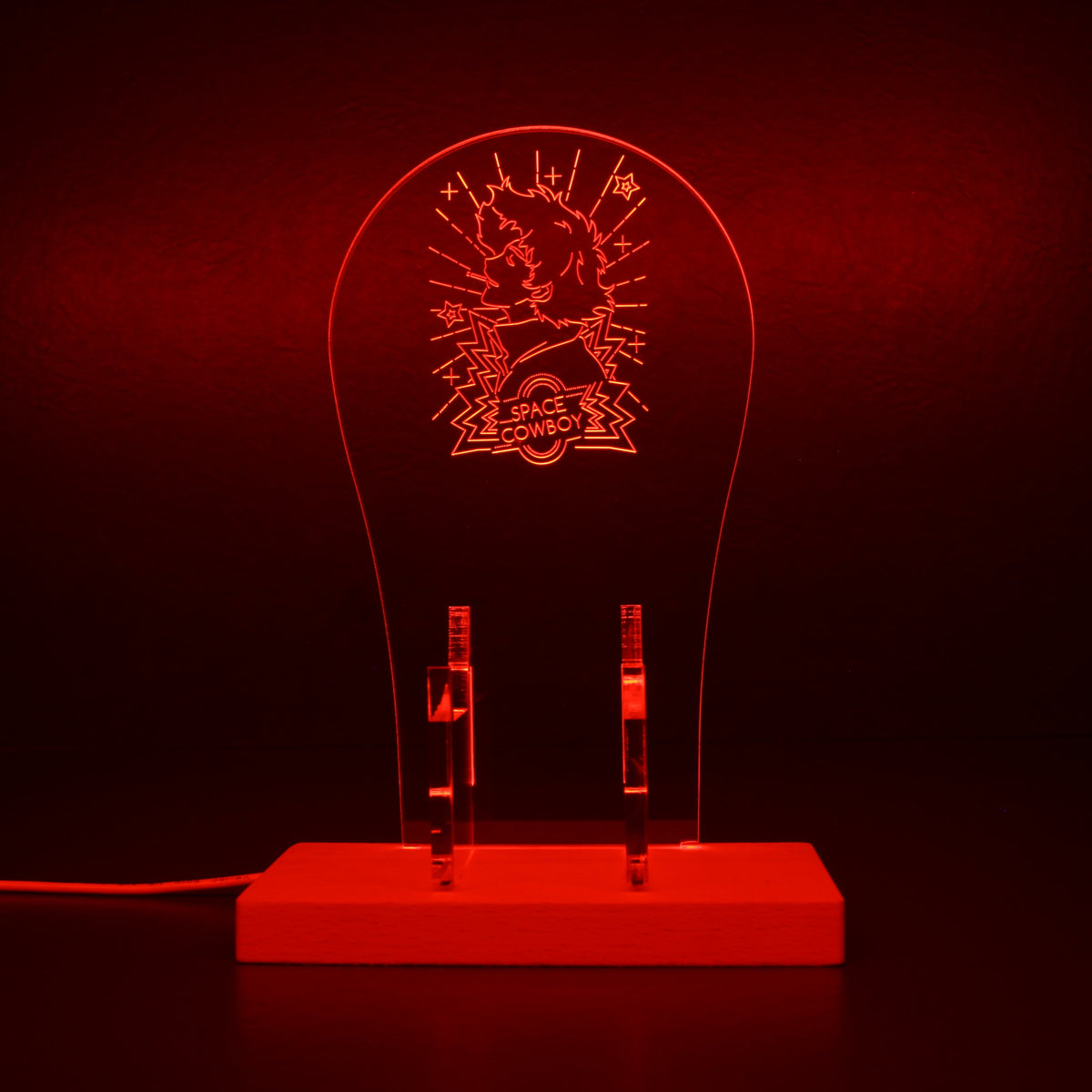 Cowboy Bebop Led Headset Controller Stand Wooden Base - LED LAB CAVE