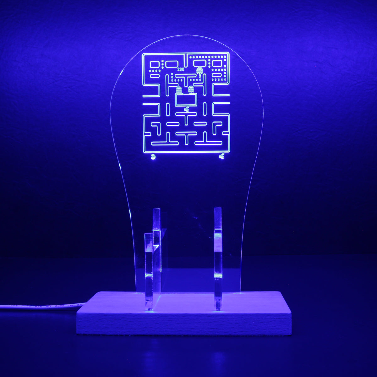 PAC-MAN Classic Led Headset Controller Stand Wooden Base - LED LAB CAVE