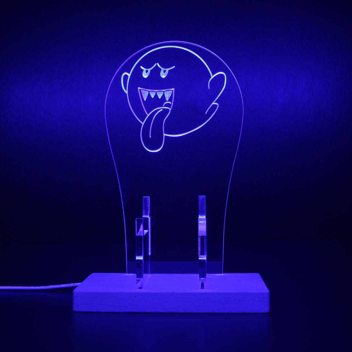 Super Mario Boo Ghost Led Headset Controller Stand Wooden Base - LED ...