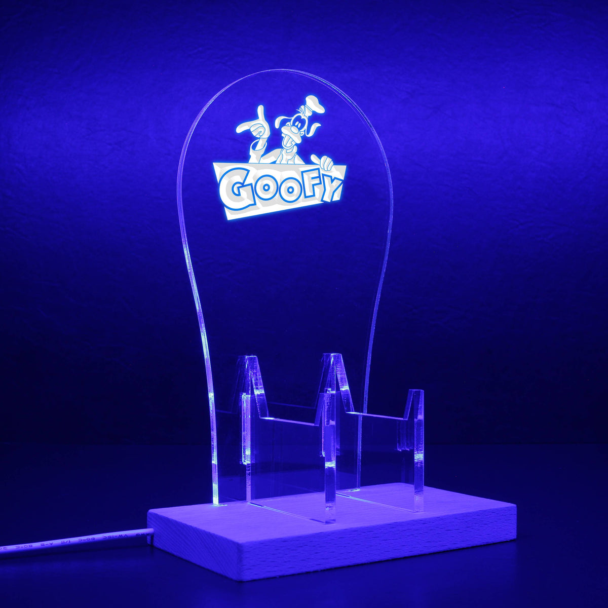 Goofy 1 Led Headset Controller Stand Wooden Base - LED LAB CAVE