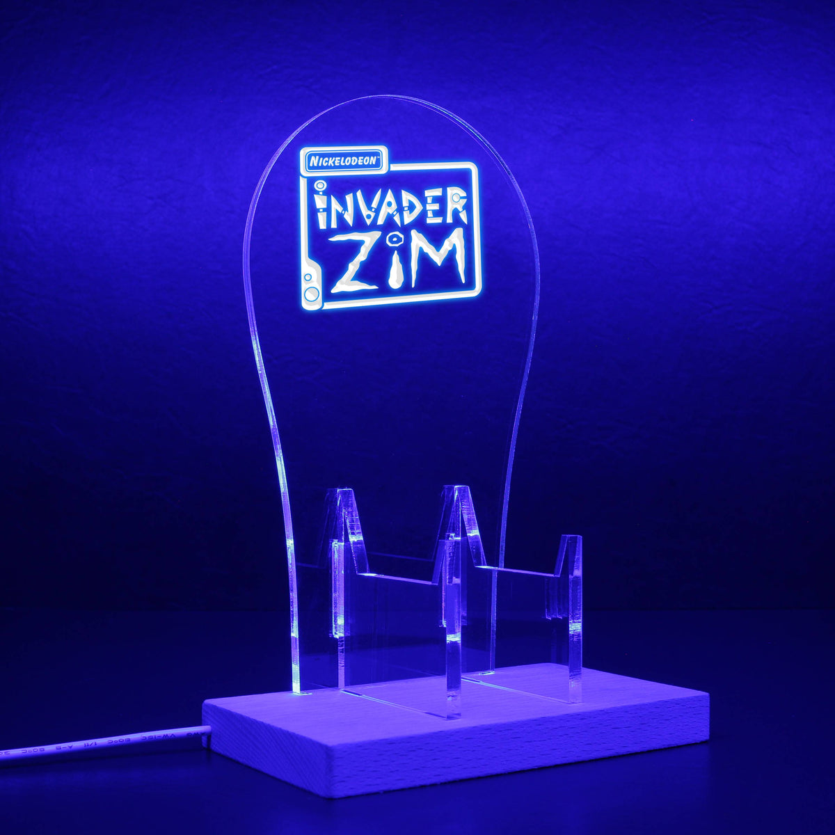 Invader Zim Led Headset Controller Stand Wooden Base - LED LAB CAVE