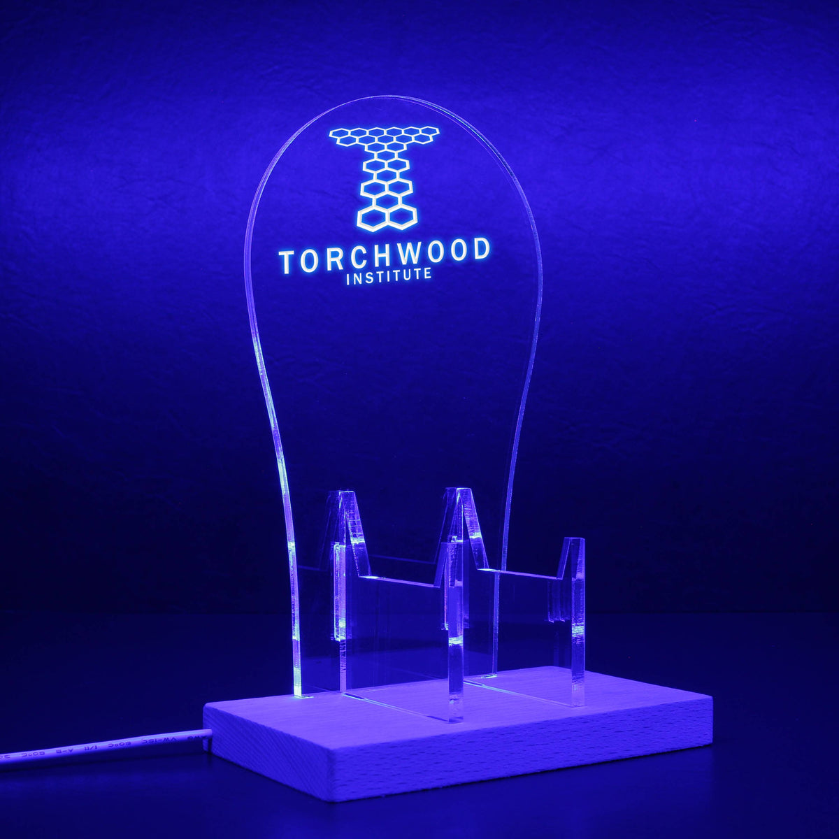 Torchwood Institute Led Headset Controller Stand Wooden Base - LED LAB CAVE