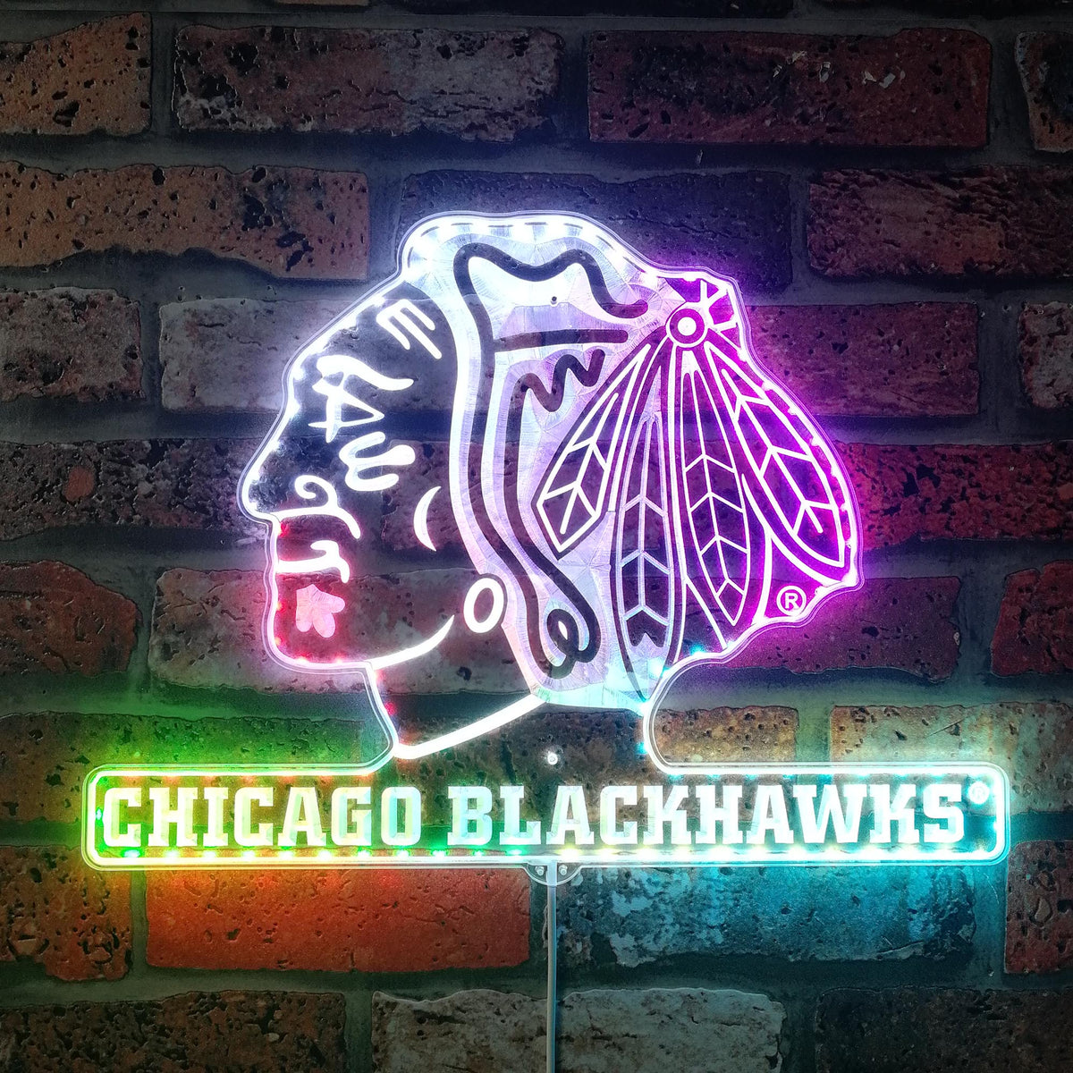 Chicago Blackhawks Dynamic RGB Edge Lit LED Sign | LEDLABCAVE