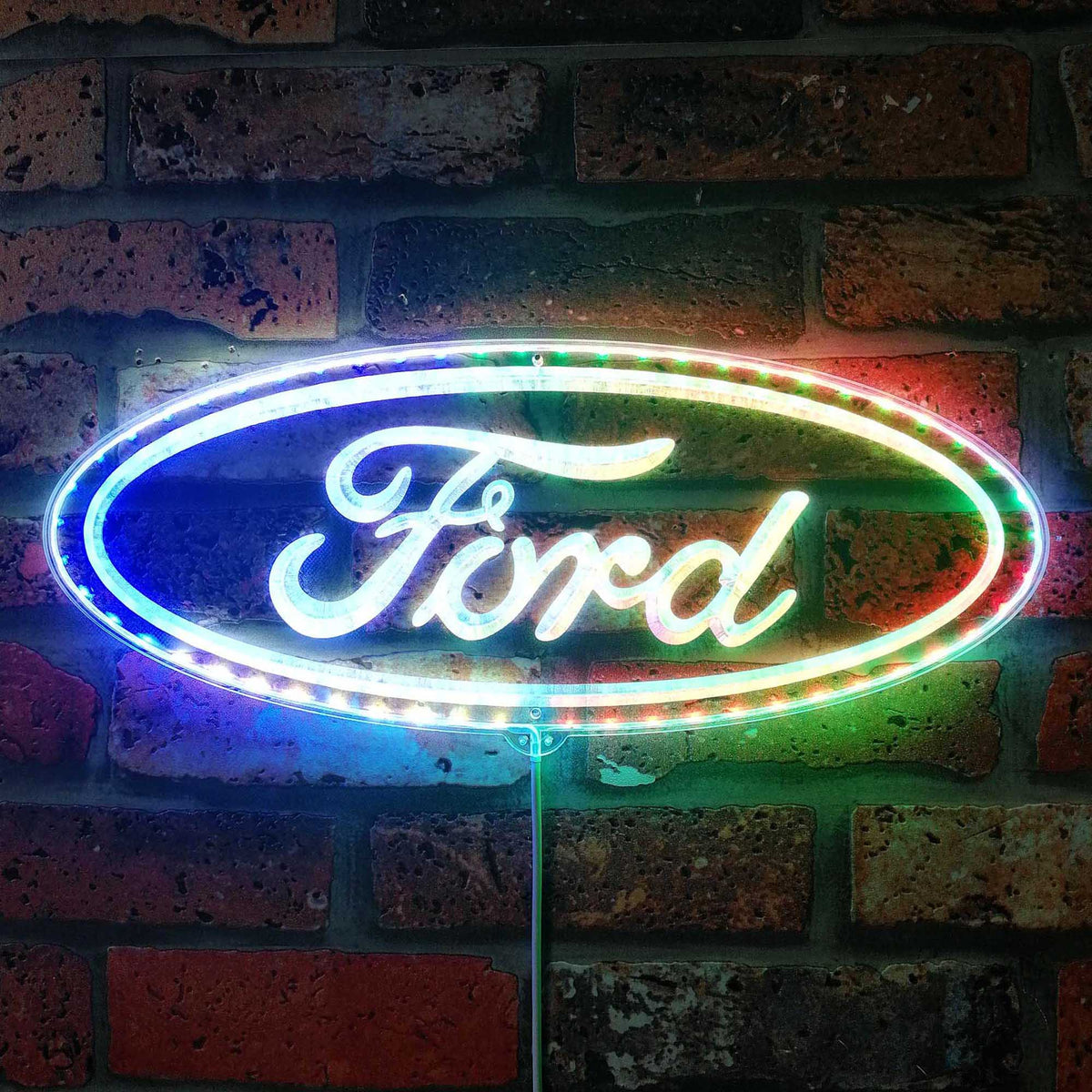 Ford Logo Garage Dynamic RGB Edge Lit LED Sign | LEDLABCAVE